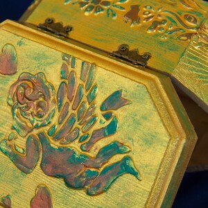 Handmade Box With Angel on the Top Lid, With Effect Like Patina for a ...