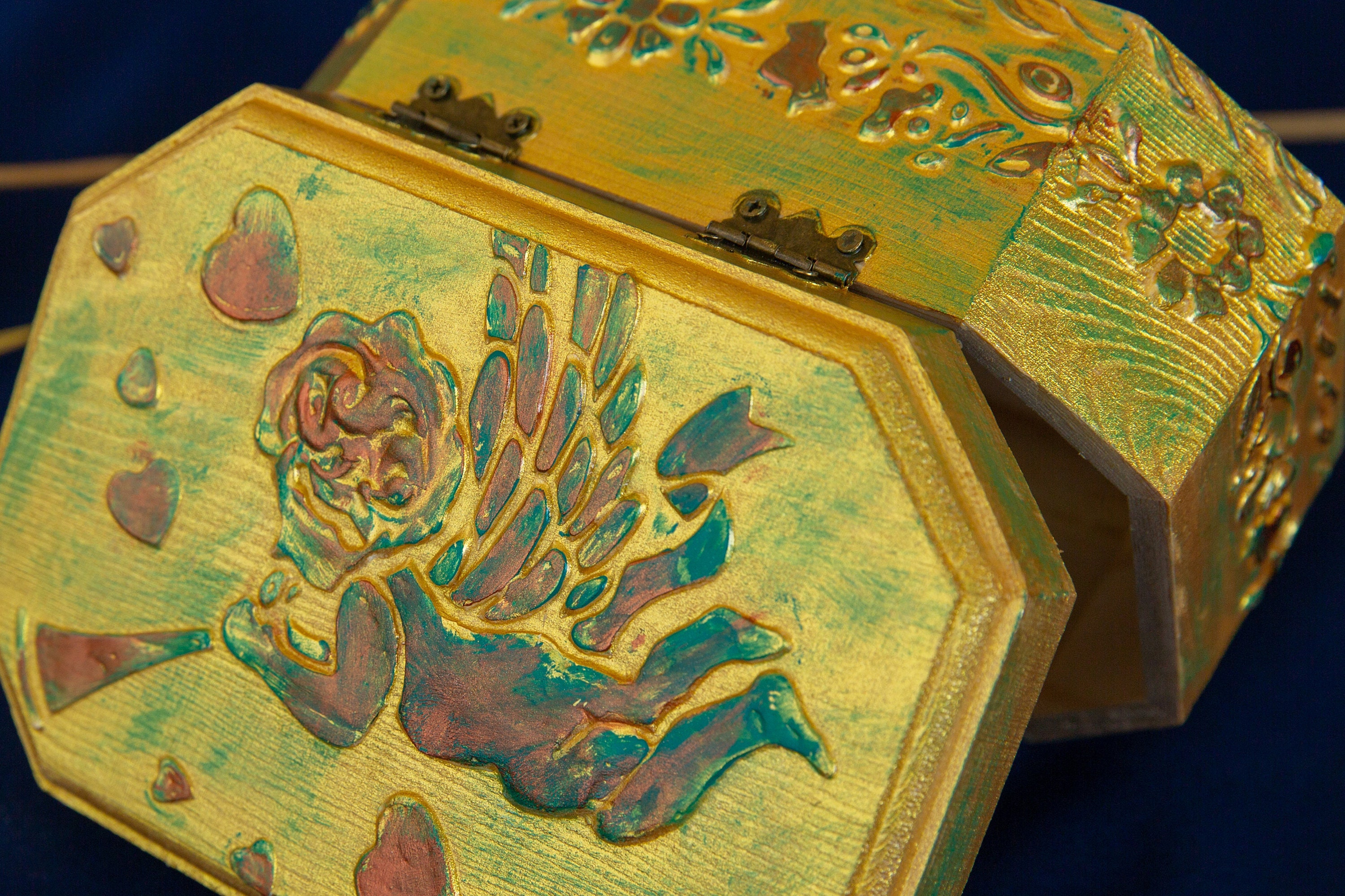 Handmade Box With Angel on the Top Lid, With Effect Like Patina for a ...
