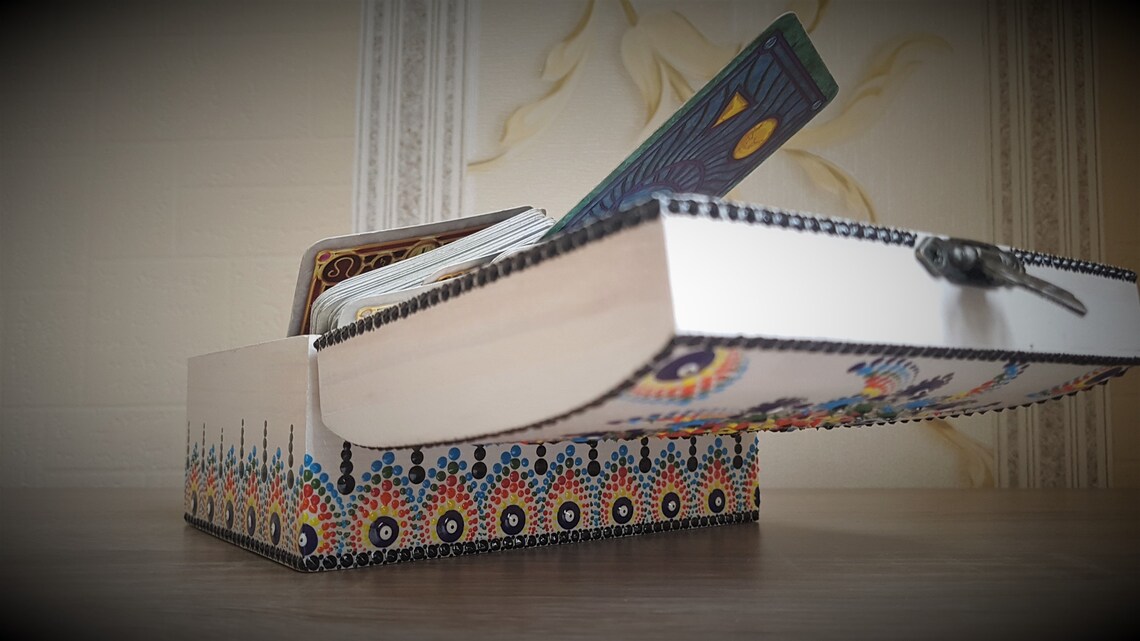 Hand Painted Box With Mandala in the Colours of the Rainbow Wooden ...