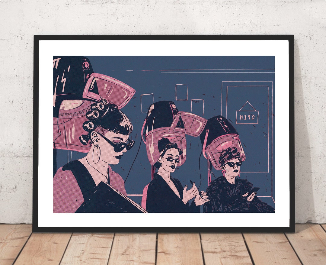 Hairdresser Salon Ladies Perm Wall Art Illustration Print - A4 A3 - Etsy