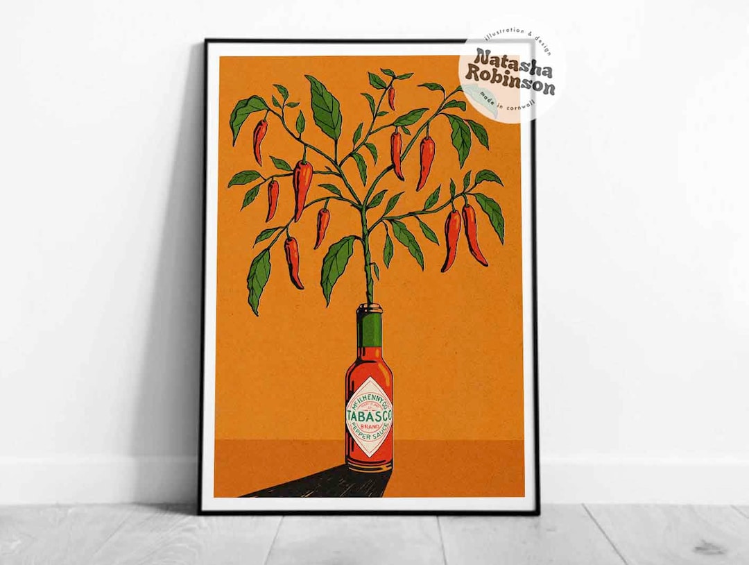 Hot Sauce & Chilli Wall Art Illustration Illustrated Print A4 Mexico ...