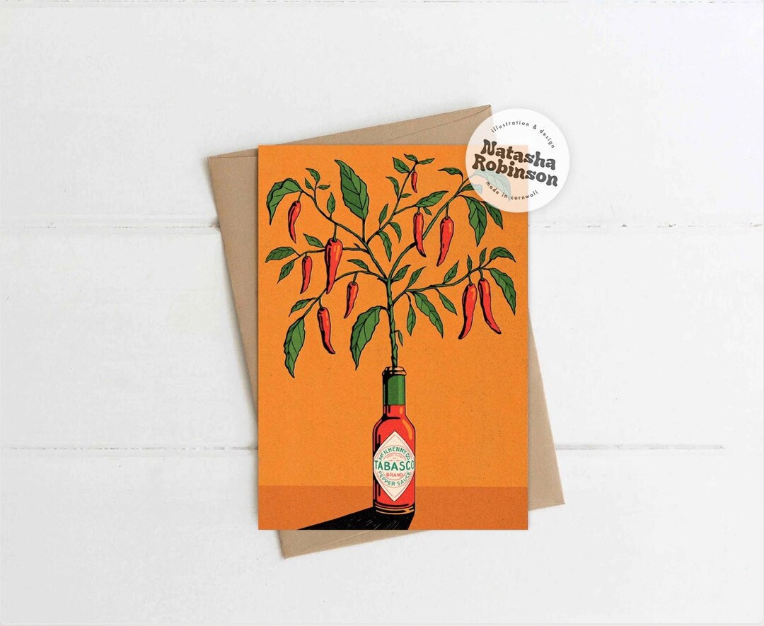 Hot Sauce & Chilli Plant A6 Greetings Card Hot Sauce Sriracha Spicy ...