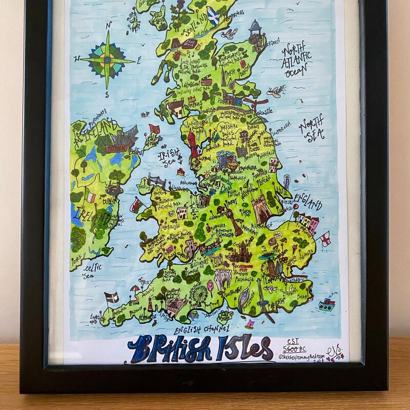 A3 Travel Map of Britain - Etsy