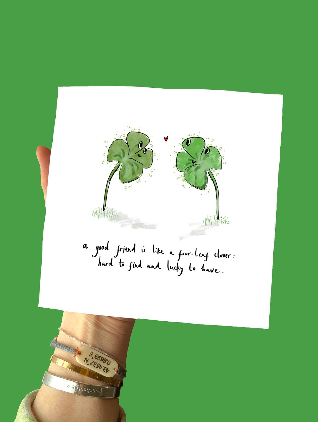 Four-leaf Clover Friends | Large Square Card | A Good Friend is Like A ...