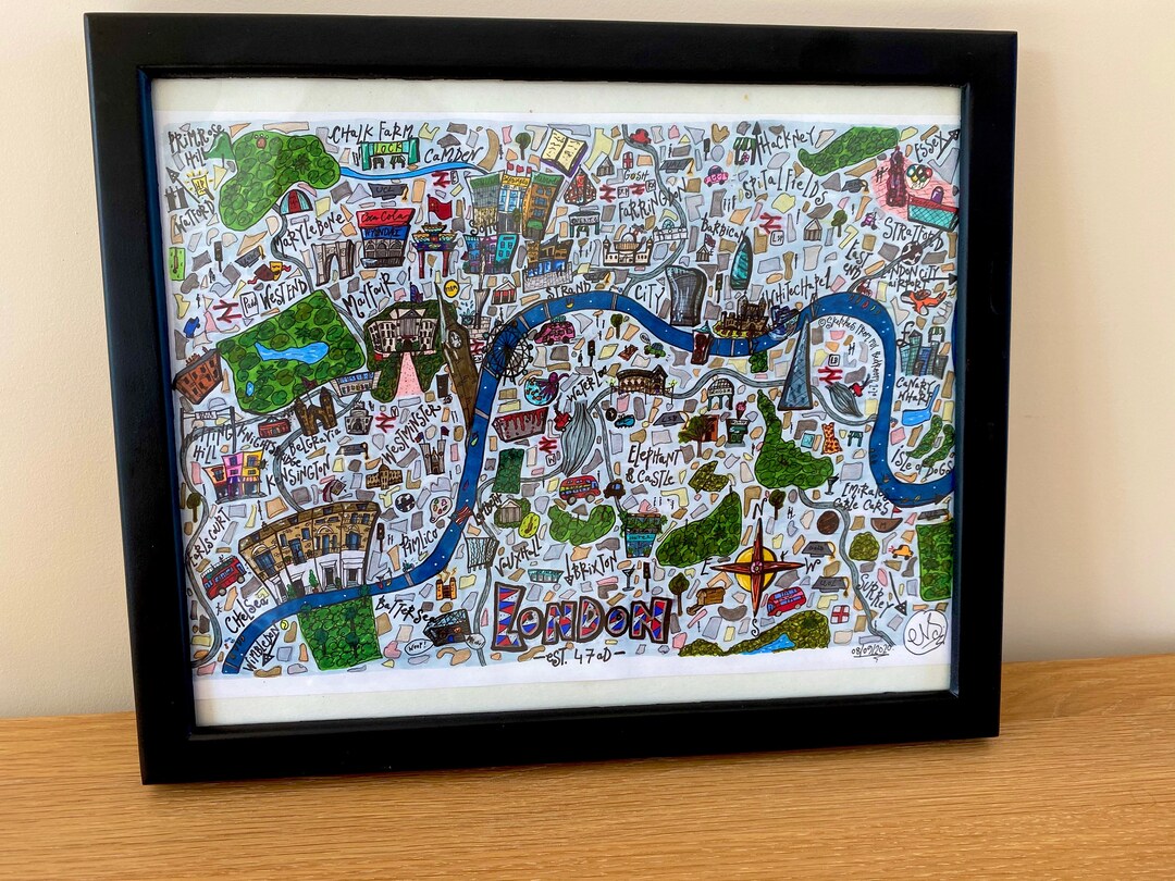 London Map Print | Limited Edition A4 /A5 Illustrated Map of London ...