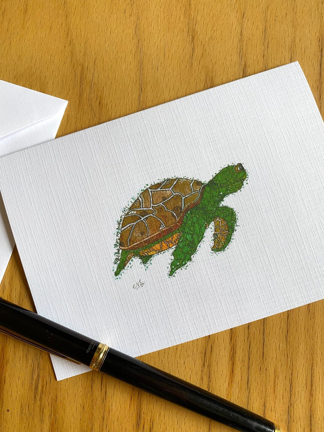 Sea Turtle Greeting Card | Hand-painted Watercolour 'just to Say'/'just ...