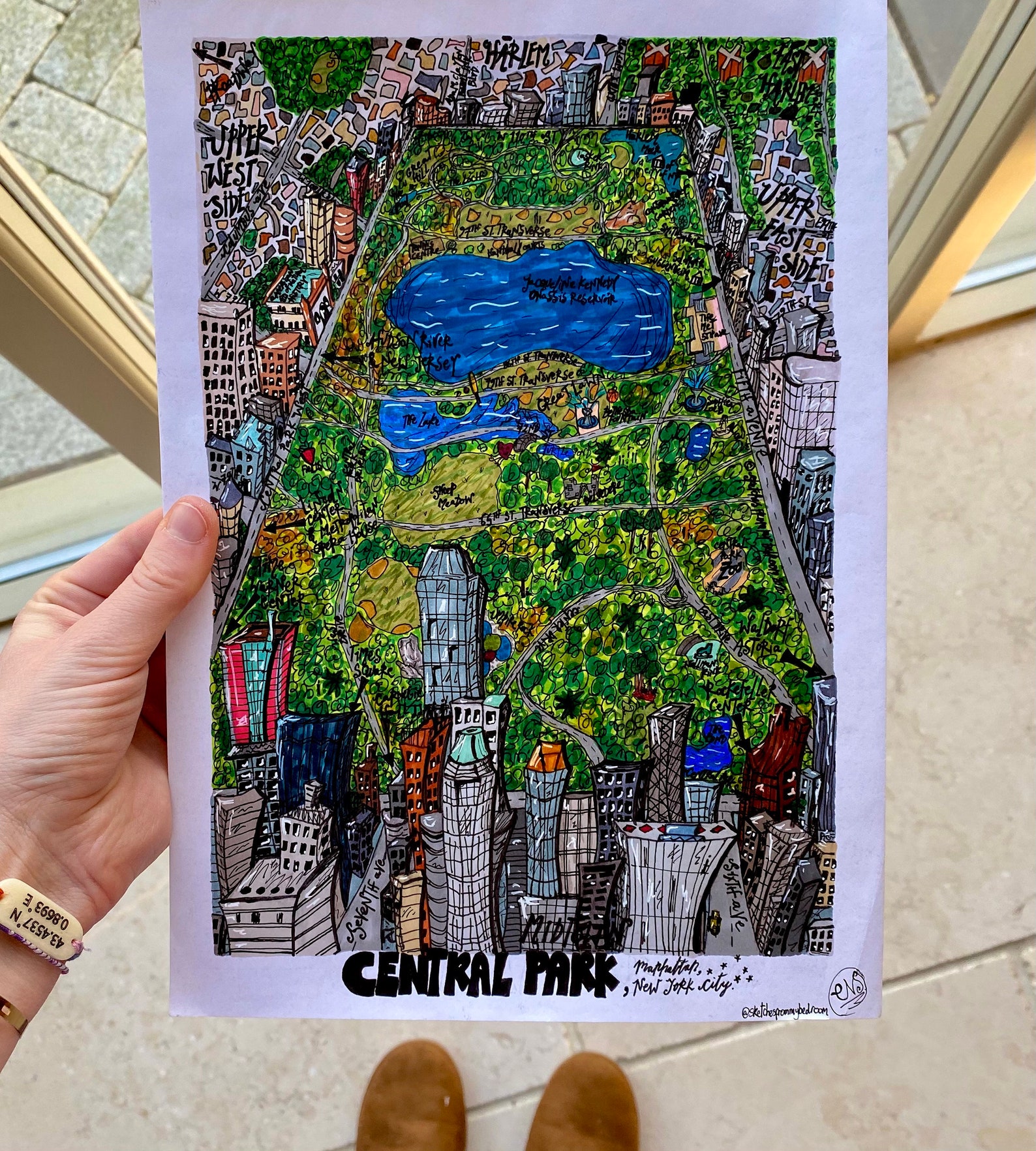 Central Park Map Print Limited Edition A4 NYC Illustration - Etsy