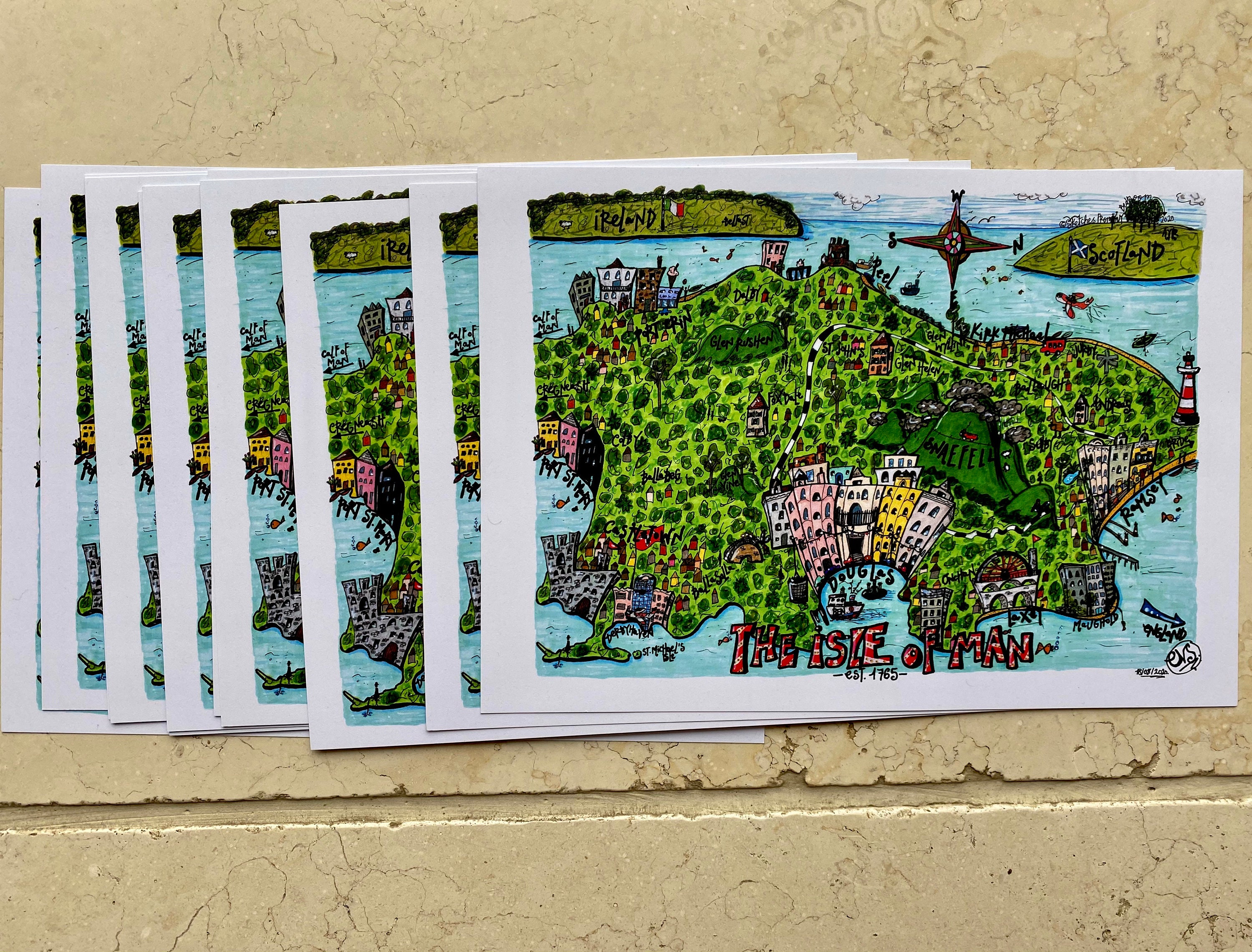 Isle of Man Map Print Limited Edition Illustrated Map A4 Print Home ...