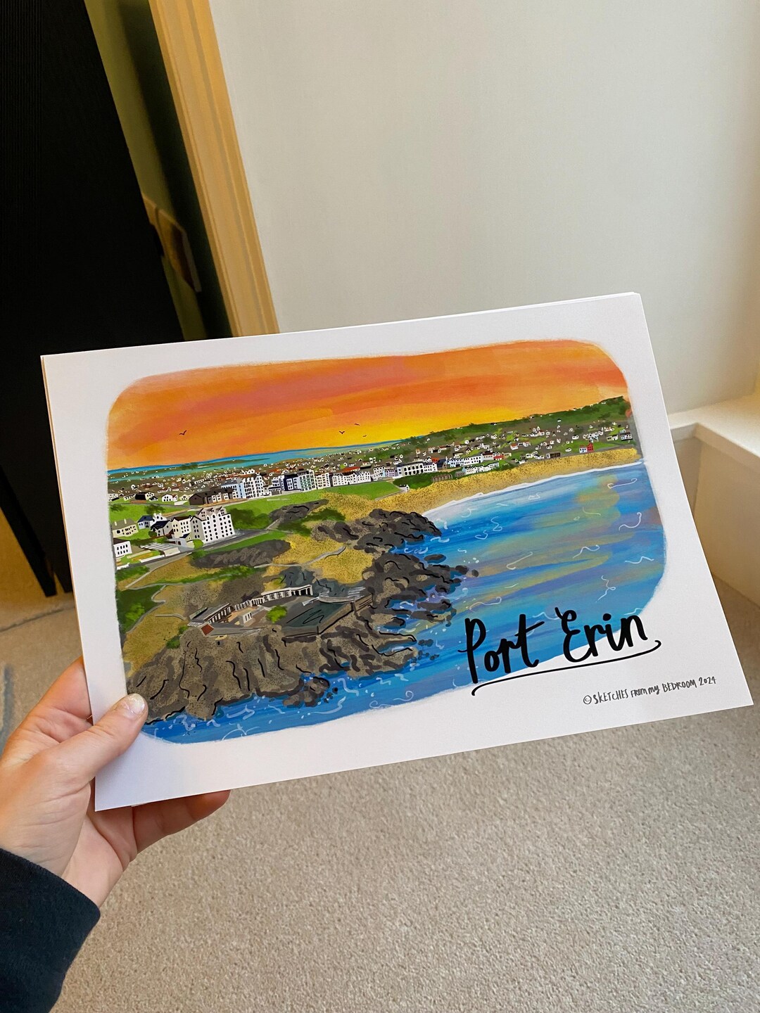 Port Erin, Isle of Man Print | Manx Illustration | A4 or A5 Print ...