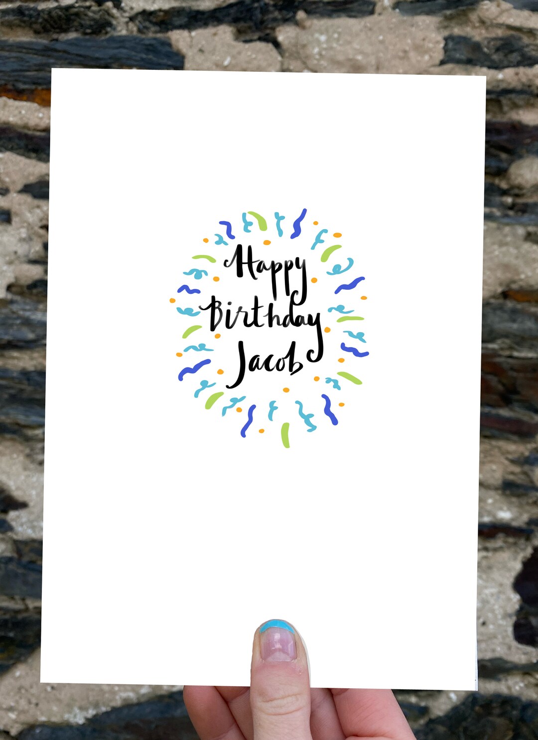 Personalised Name Happy Birthday Card | 2 Colour Options for Confetti ...