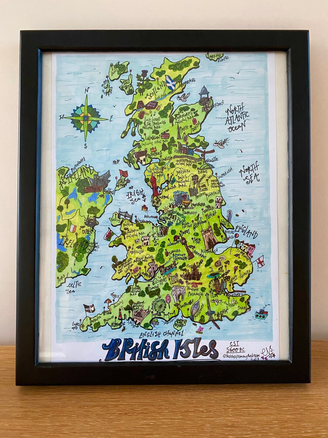 British Isles Map Print | Limited Edition A4 or A3 Poster | Great ...