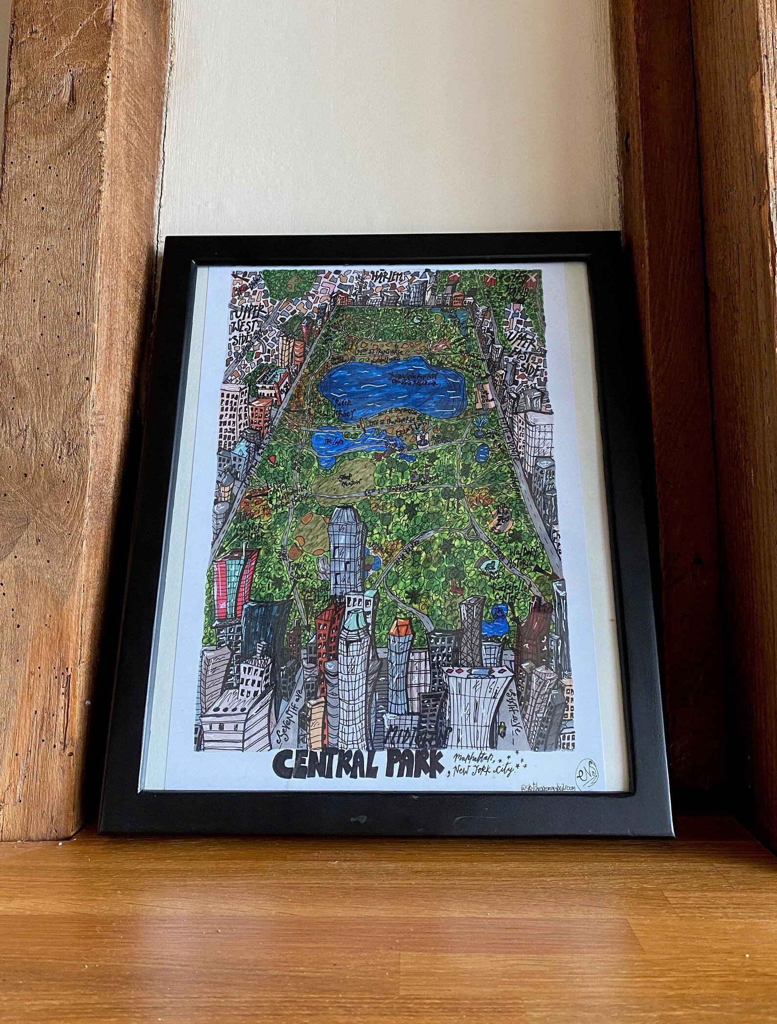 Central Park Map Print Limited Edition A4 NYC Illustration | Etsy