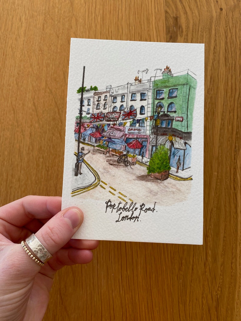 Portobello Road London Postcard or Print Notting Hill Souvenir Handmade ...