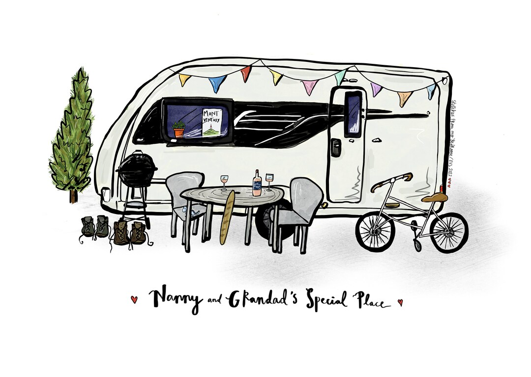Personalized Caravan Portrait | Custom Family Illustration, Camping ...