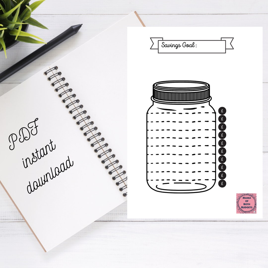 Savings Chart Savings Goal Jar Design - Etsy