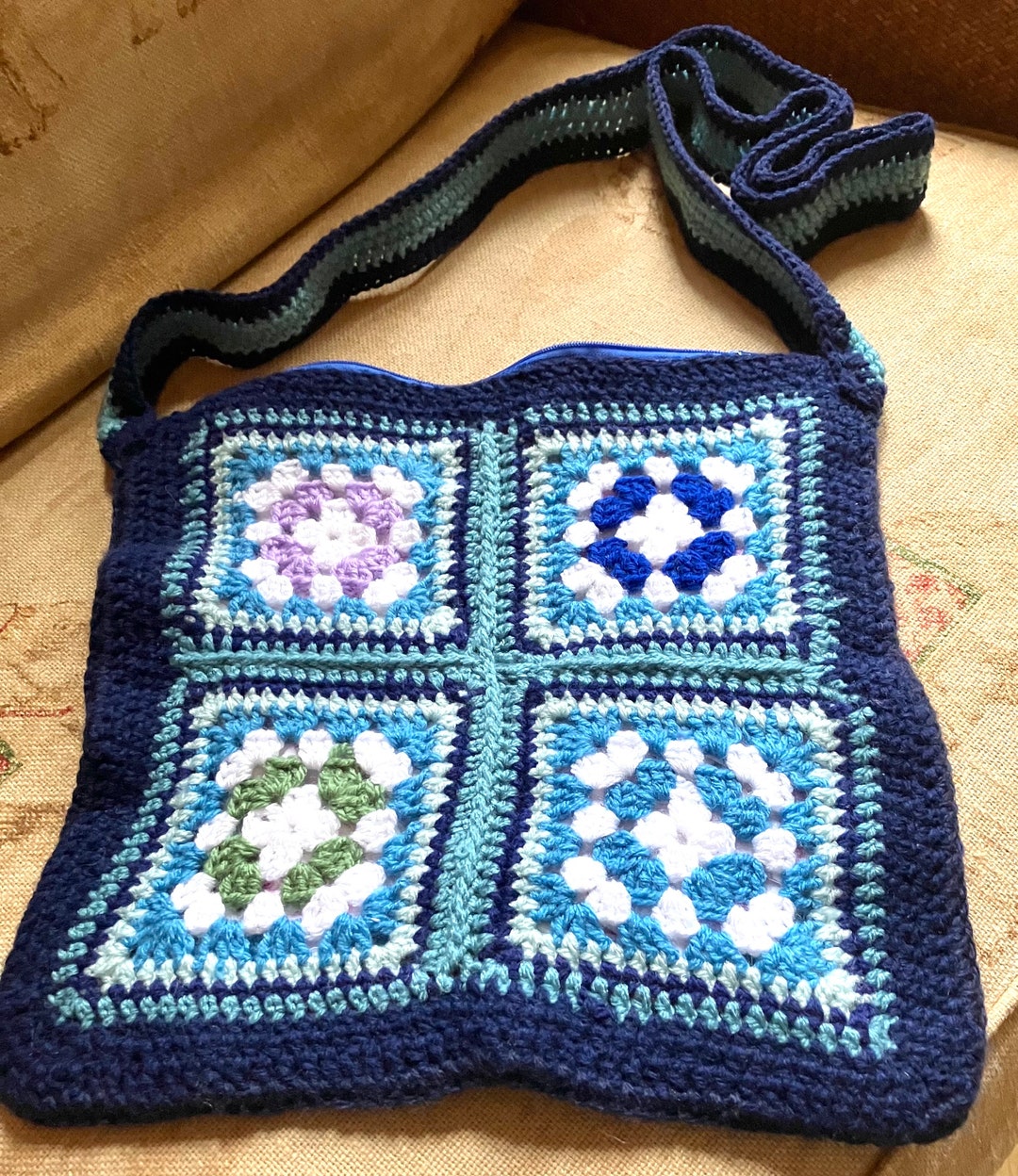 Beautiful Crocheted Granny Squares Handbag in Shades of White - Etsy