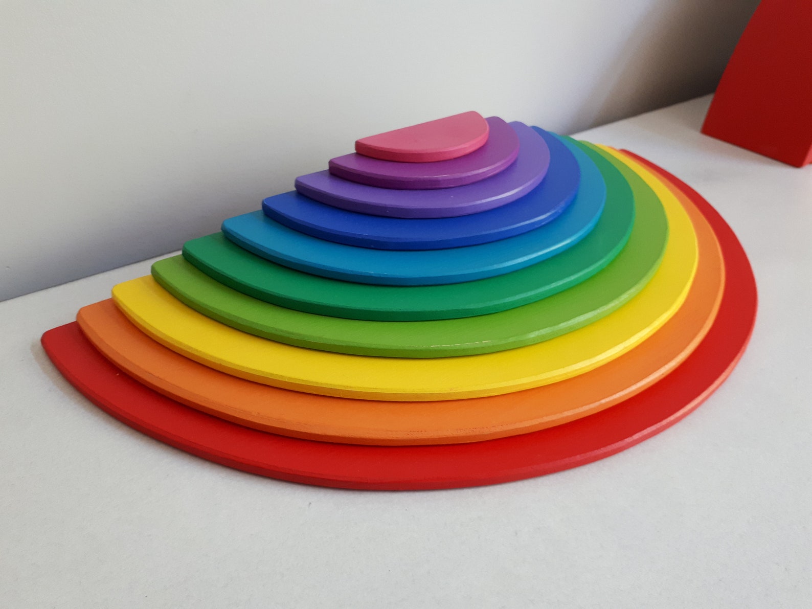 10 Piece Rainbow Wooden Semi-Circles Toy Stacking Toy | Etsy