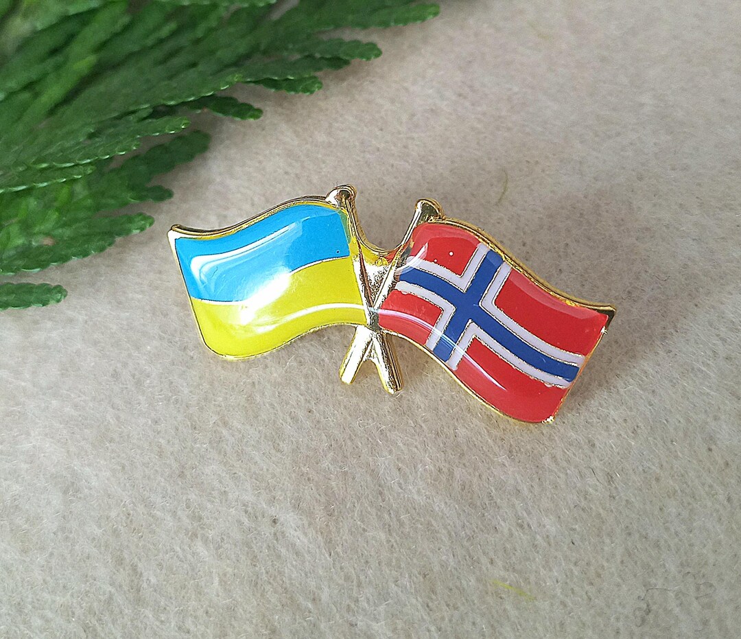 Lapel Pin Flag of Ukraine and Norway Ukraine and Norway, Blue and ...