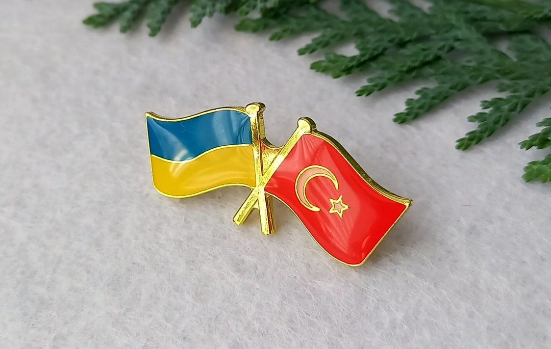 Lapel Pin Ukrainian and Turkish Flag, Ukraine and Turkey, Blue & Yellow ...