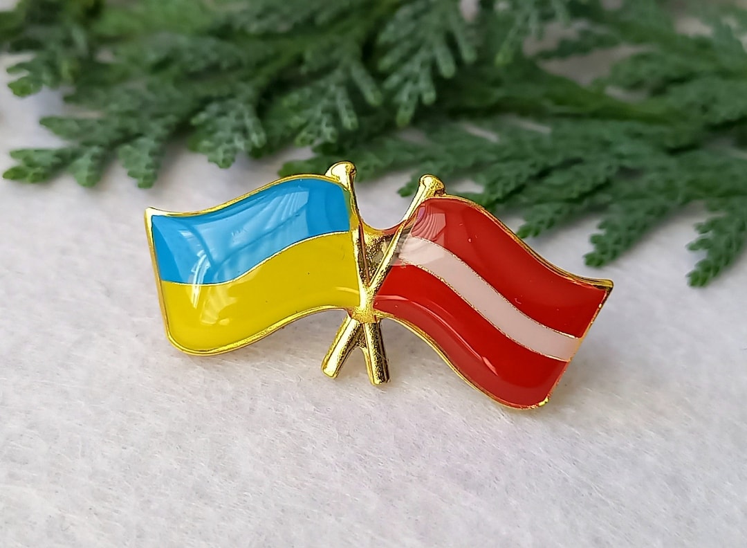 Lapel Pin Ukrainian and Latvian Flag, Blue & Yellow Flag, Україна та ...