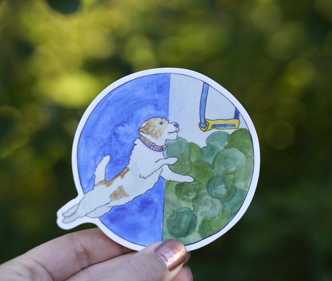 Jack Russell Terrier Dock Diving Watercolor Sticker: Matte Vinyl Decal ...