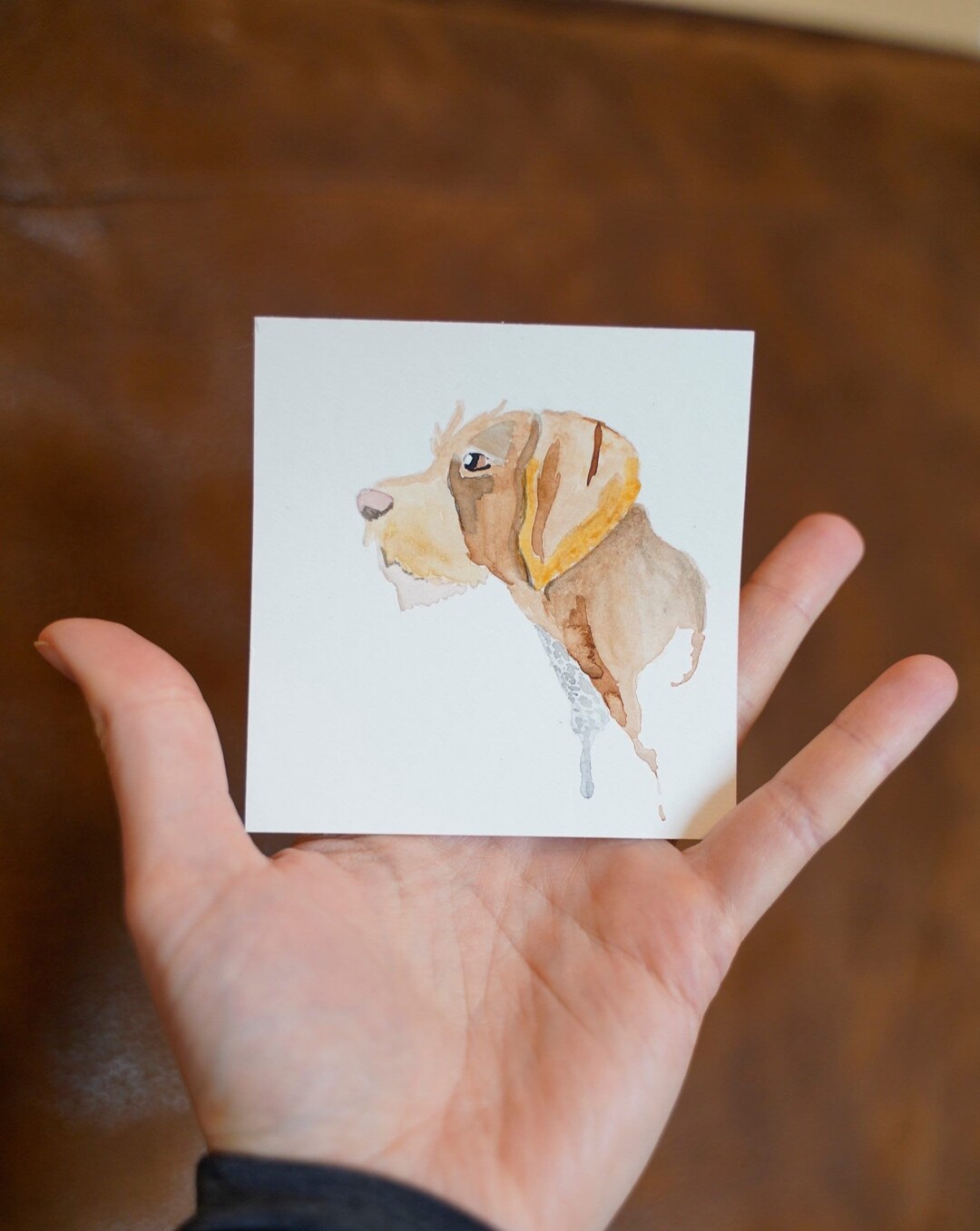 Custom Watercolor Pet Portrait Square Mini 3.5x3.5 Unique Painting Art ...