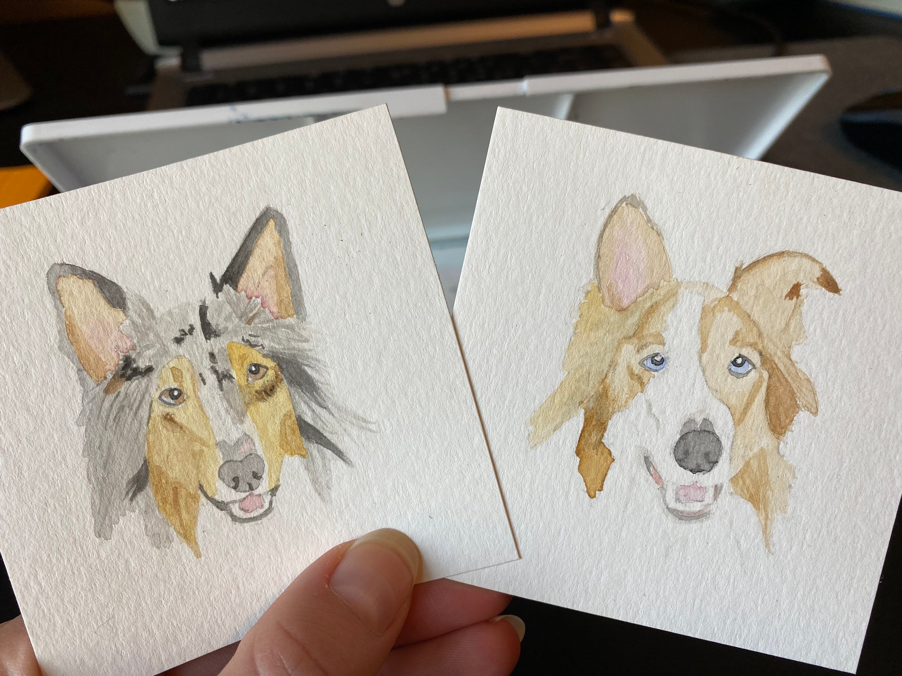 Custom Watercolor Pet Portrait Square Mini 3.5x3.5 | Etsy
