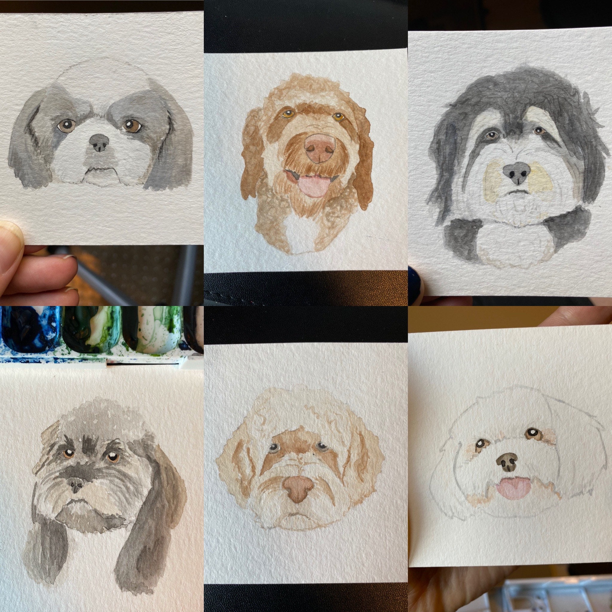 Custom Watercolor Pet Portrait Square Mini 3.5x3.5 | Etsy