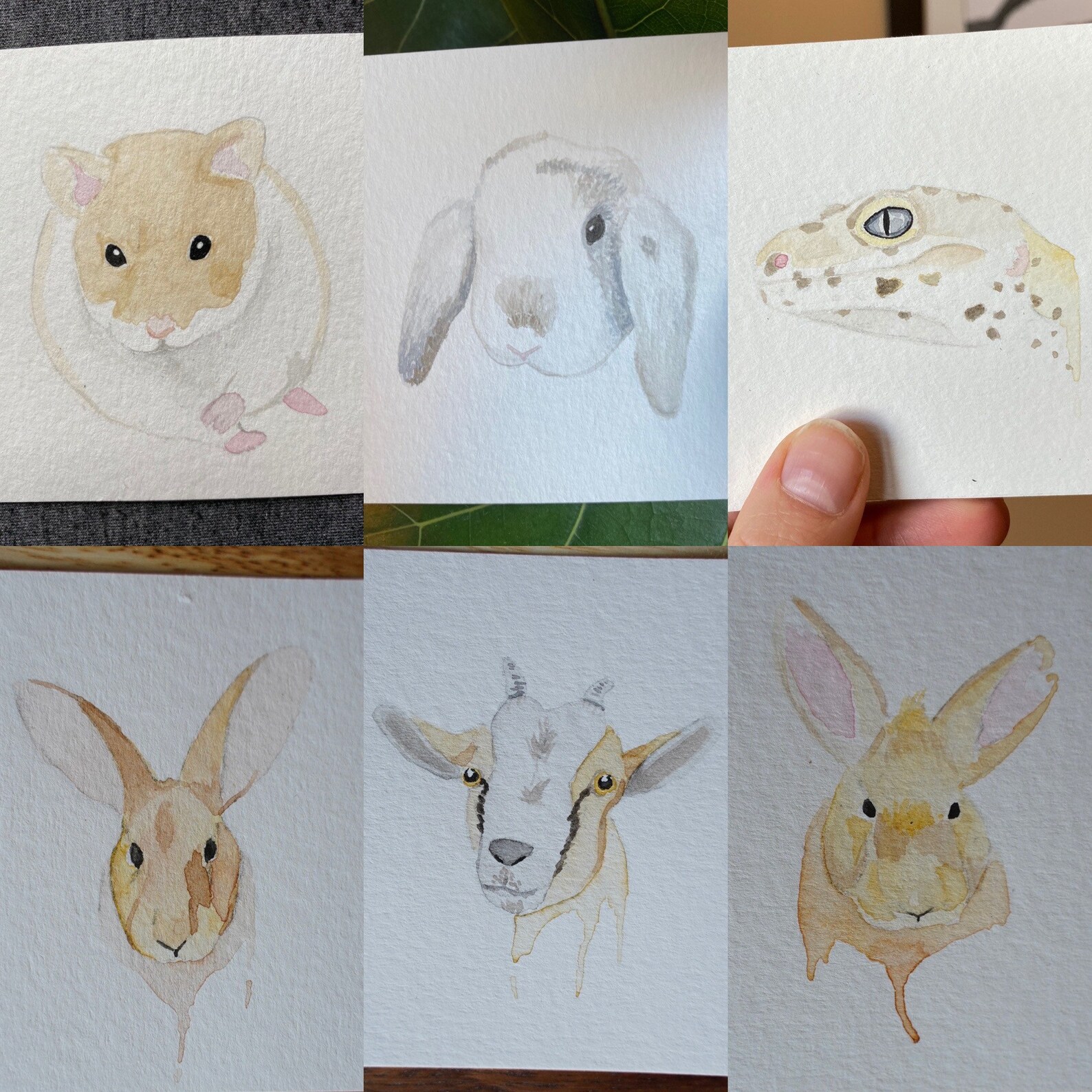 Custom Watercolor Pet Portrait Square Mini 3.5x3.5 - Etsy