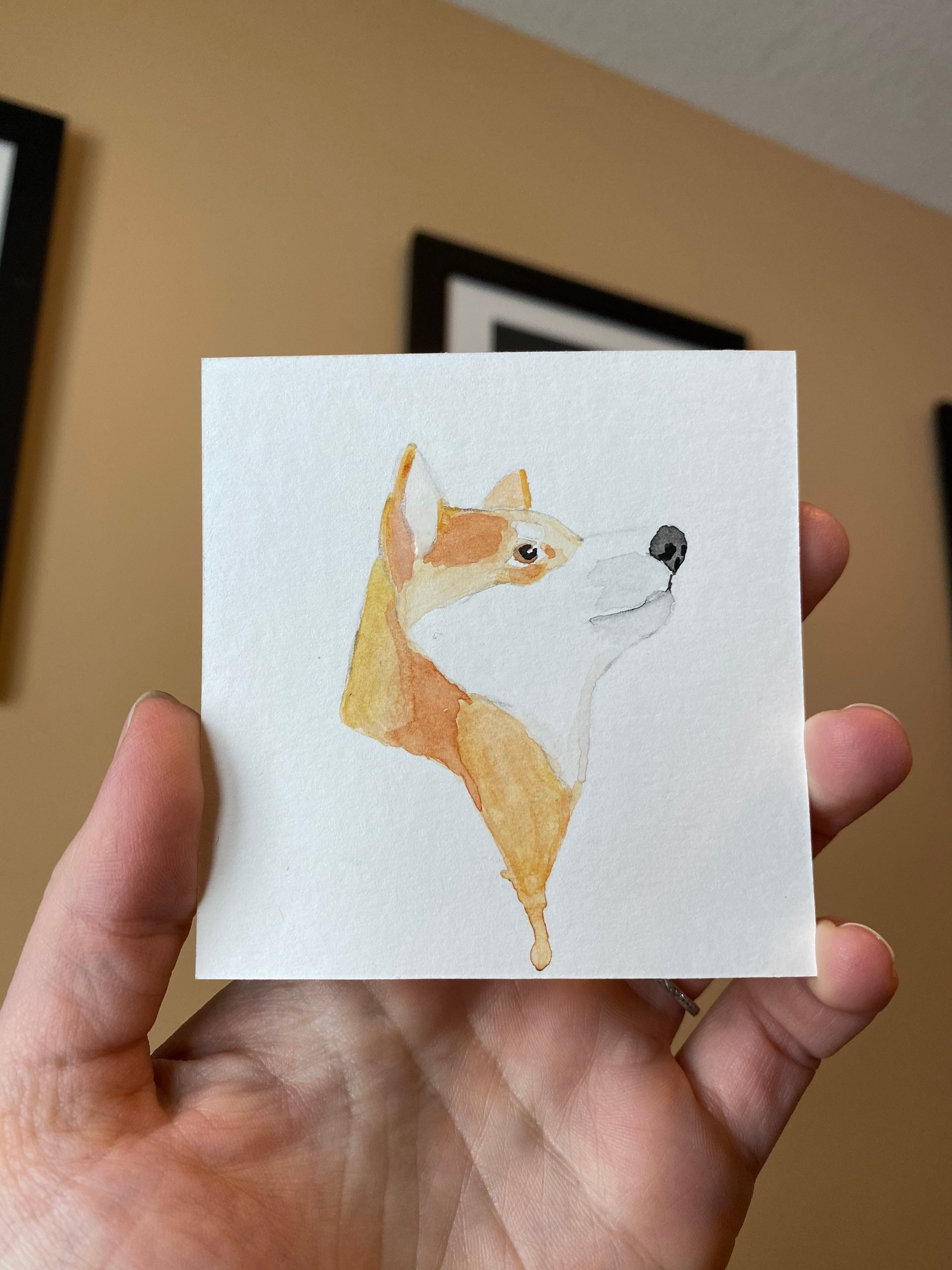 Custom Watercolor Pet Portrait Square Mini 3.5x3.5 | Etsy