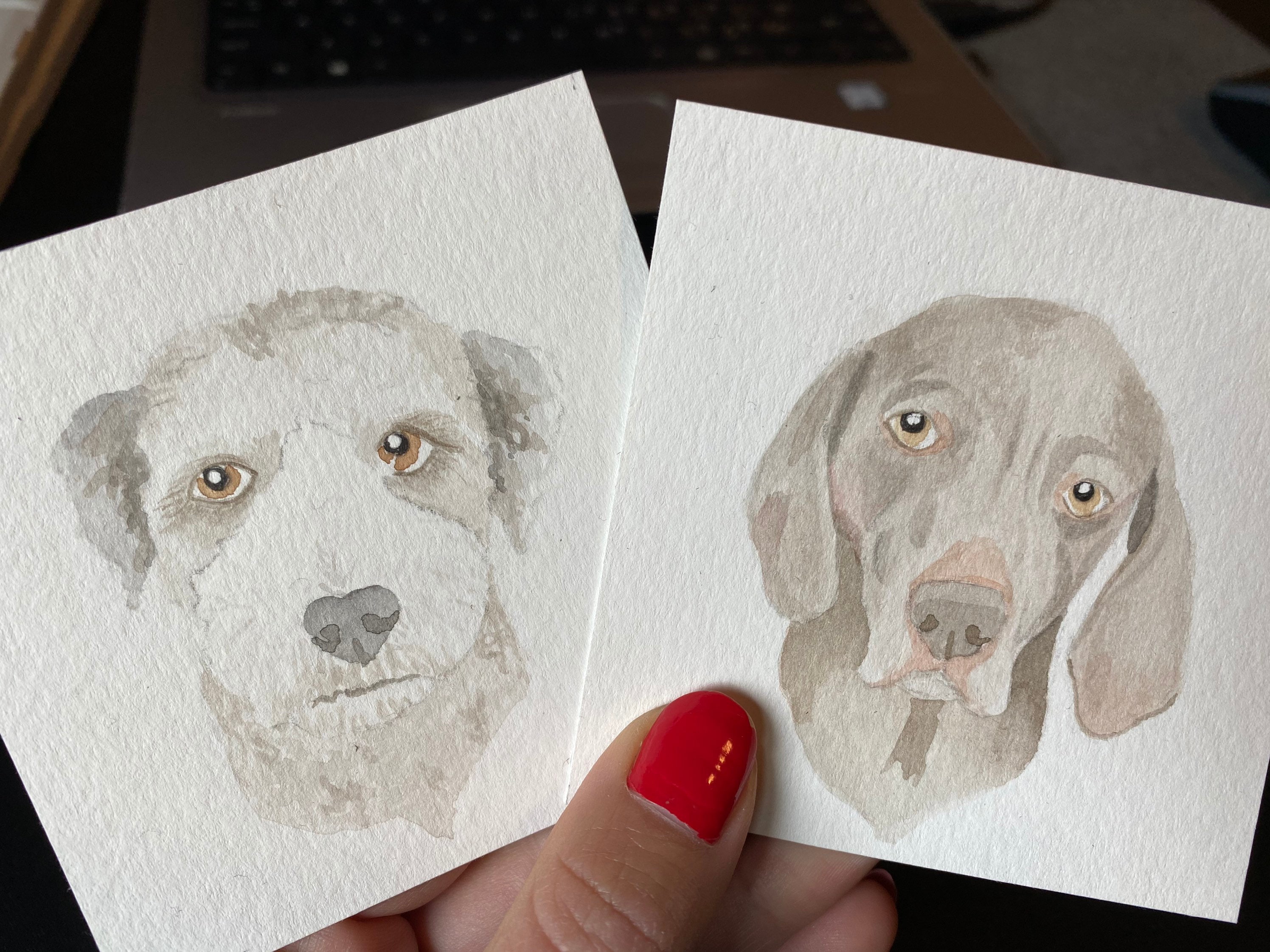 Custom Watercolor Pet Portrait Square Mini 3.5x3.5 | Etsy