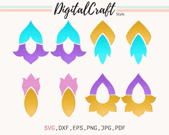 Earring SVG Dangle Earring SVG Flower Earring Template SVG | Etsy