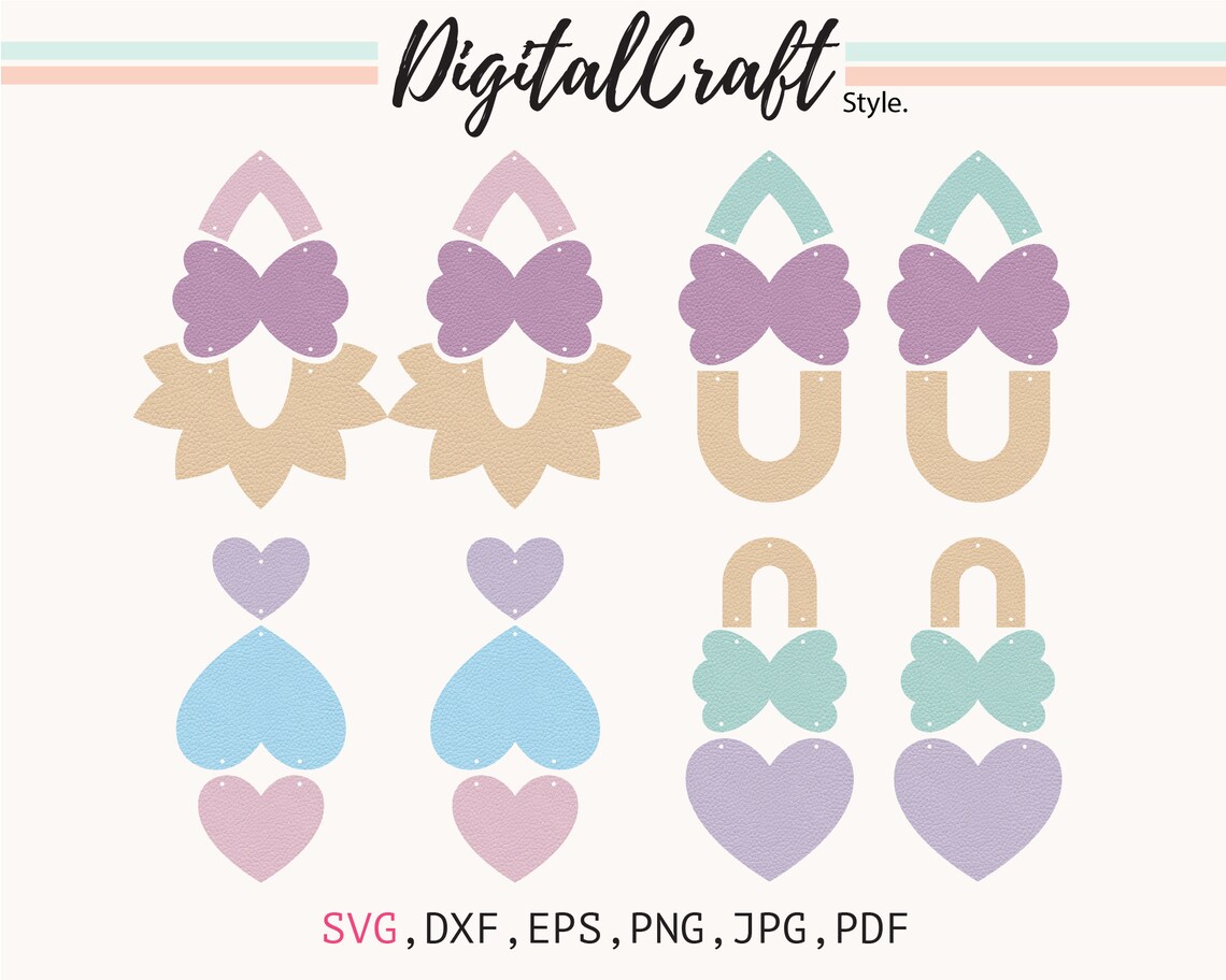 Heart Earring SVG Bow Earring SVG Butterfly Earring SVG - Etsy