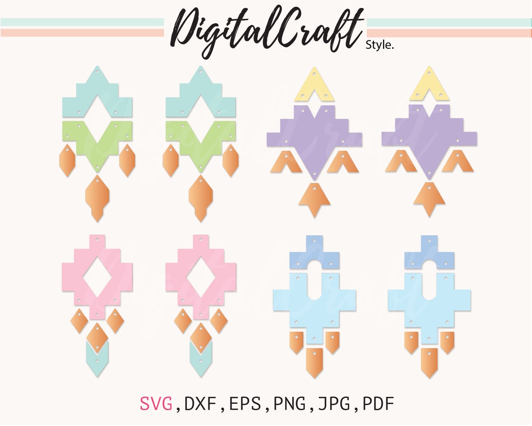 Bohemian Dangle Earring SVG, Earring SVG, Boho Earring SVG, Circuit Cut ...