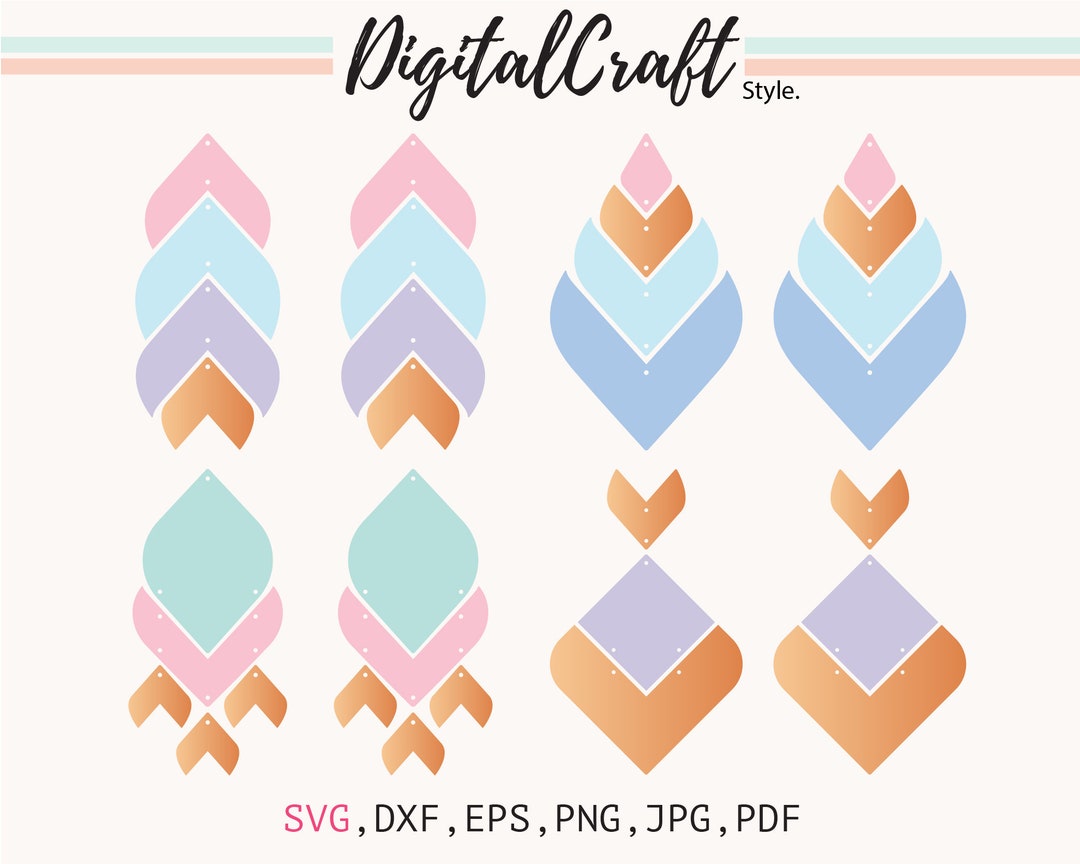 Earring SVG, Dangle Earring SVG, Earring Template SVG, Leatherearrings ...