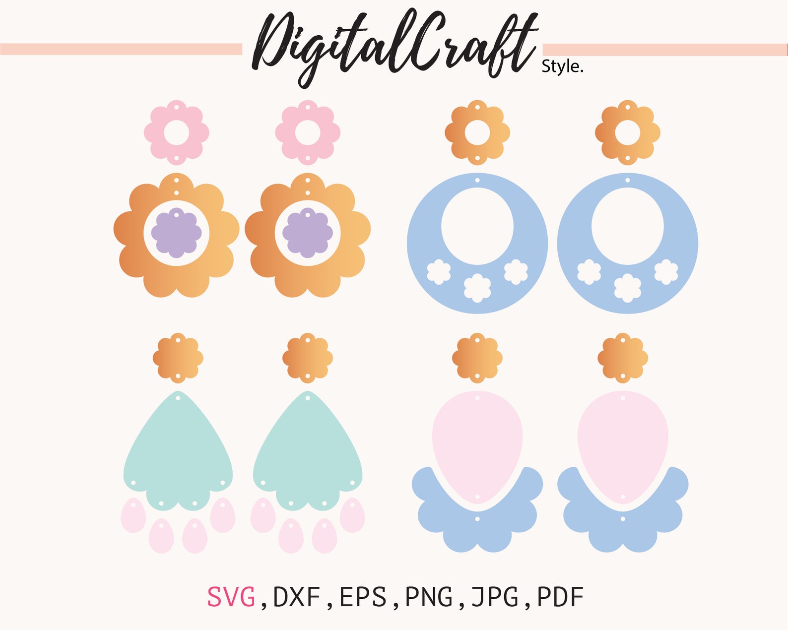 Earring SVG, Flower Earring SVG, Earring Template SVG, Leatherearrings ...