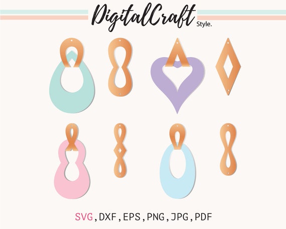 Heart Earring SVG Multi Shape Earring Svg Earring Template | Etsy