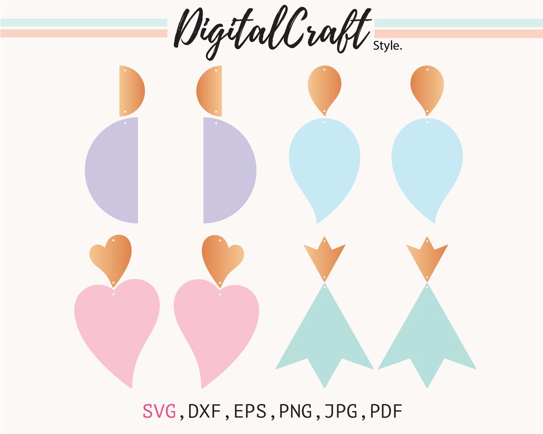 Earring SVG, Heart Earring SVG, Earring Template SVG, Teardrop Earring ...