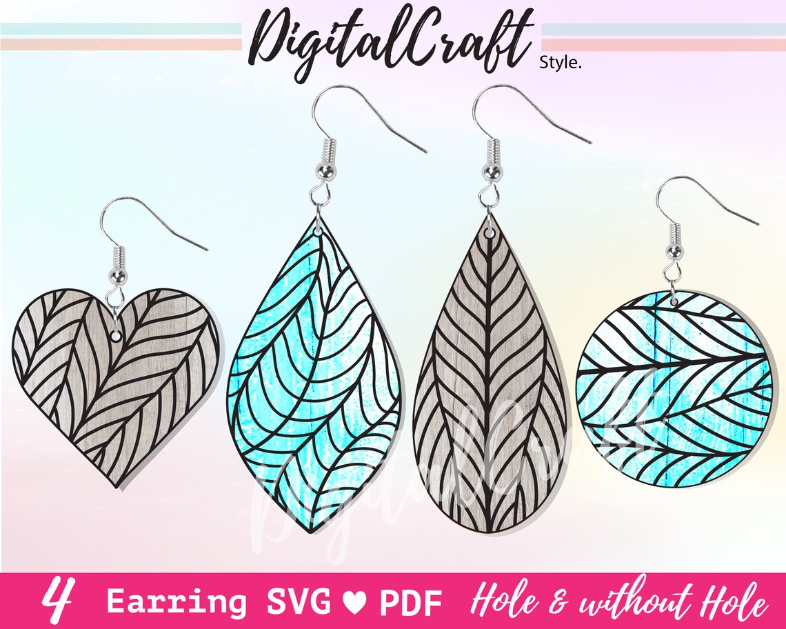 4 Boho Earring SVG Files, Earrring SVG, Earring Svg Bundle, Glowforge ...