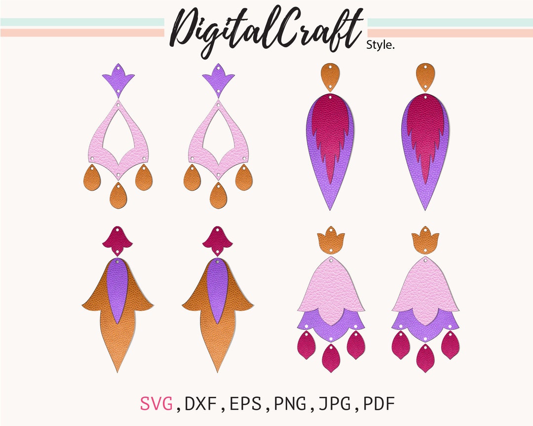 Earring SVG, Dangle Earring SVG, Flower Earring Template SVG ...