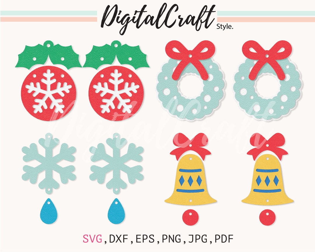 Earring SVG, Christmas Earring Svg, Christmas Ornament, Faux Leather ...
