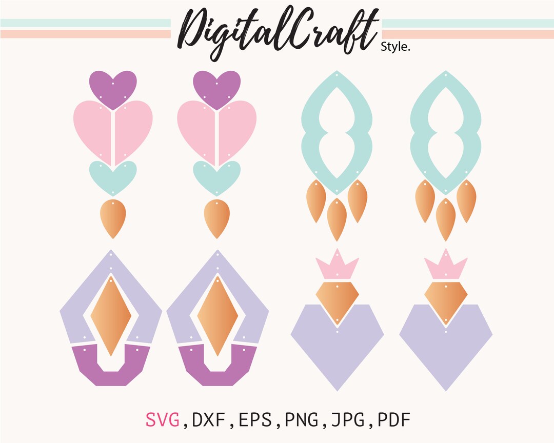 Heart Earring SVG, Dangle Earring SVG, Earring Template SVG ...