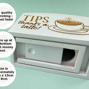 Thanks A Latte Coffee Shop Cafe Tip Jar Wooden Money Box for Café ...