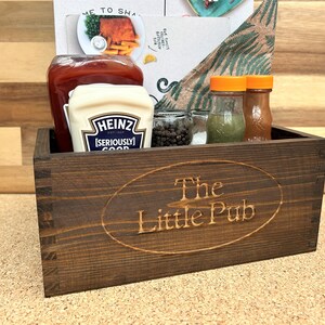 Branded Oak Condiment Caddy: Restaurant Table Decor, Hospitality ...