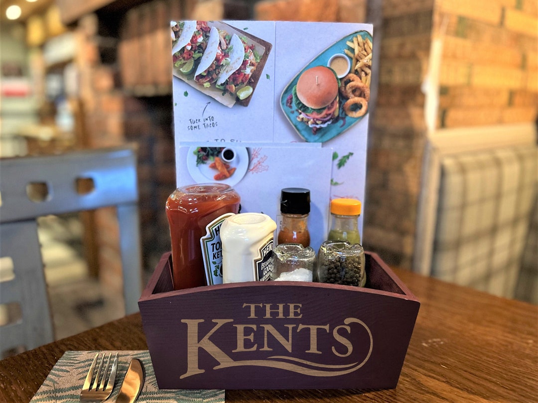 Condiment Caddy Table Rounded Branded Damson Restaurant Café Bar ...