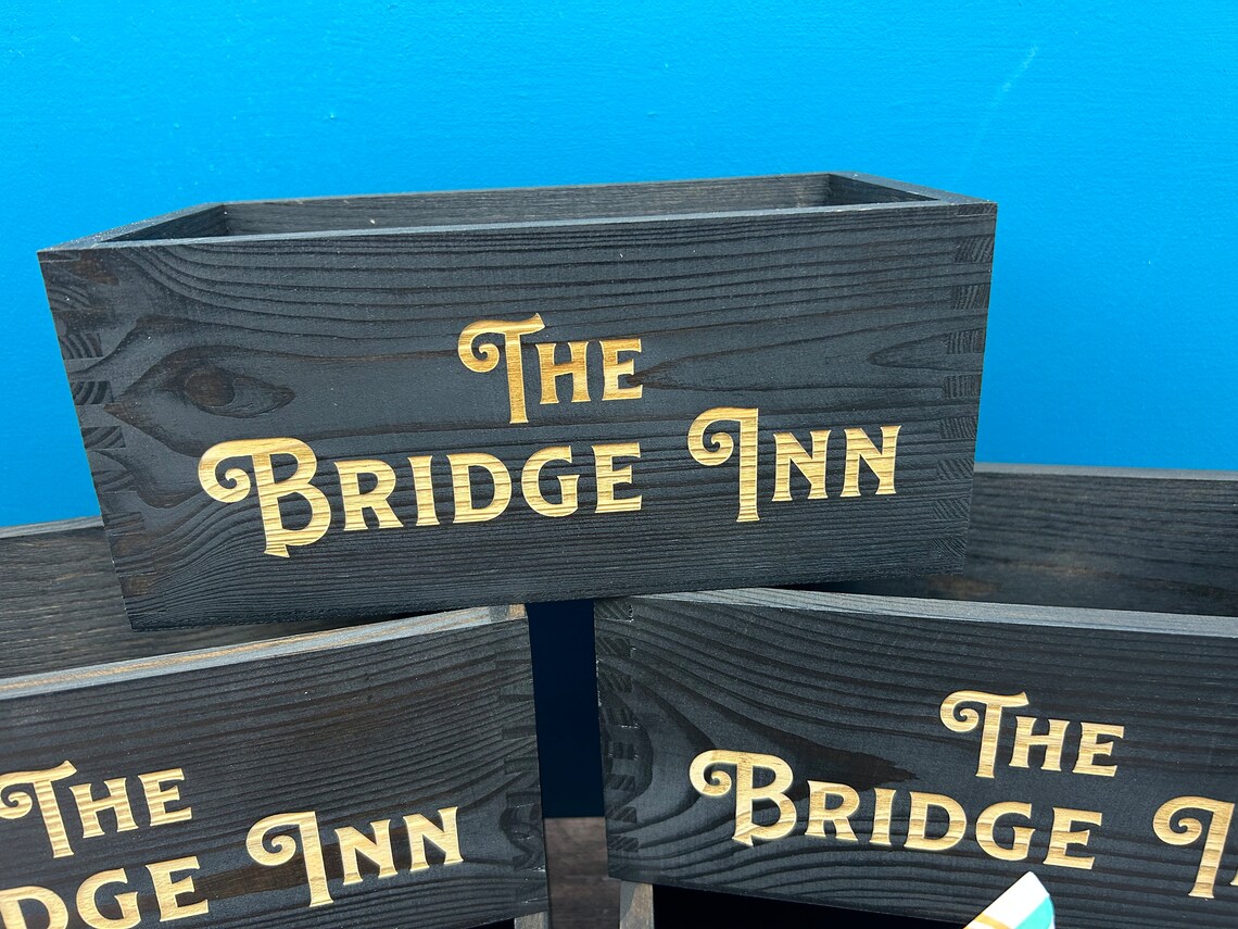 Branded Condiment Caddy: Black Stained Pine Wood Restaurant Table ...