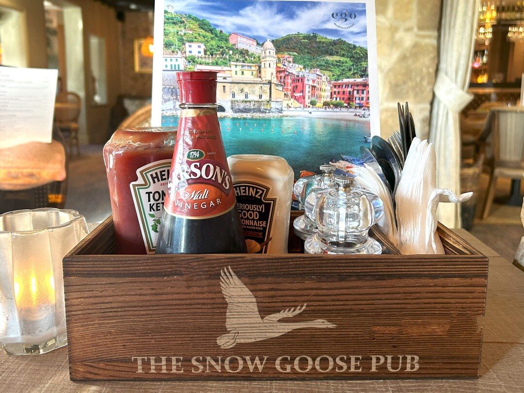 Sectioned Condiment Menu & Cuttlery Holder Branded Table Caddy Dark ...