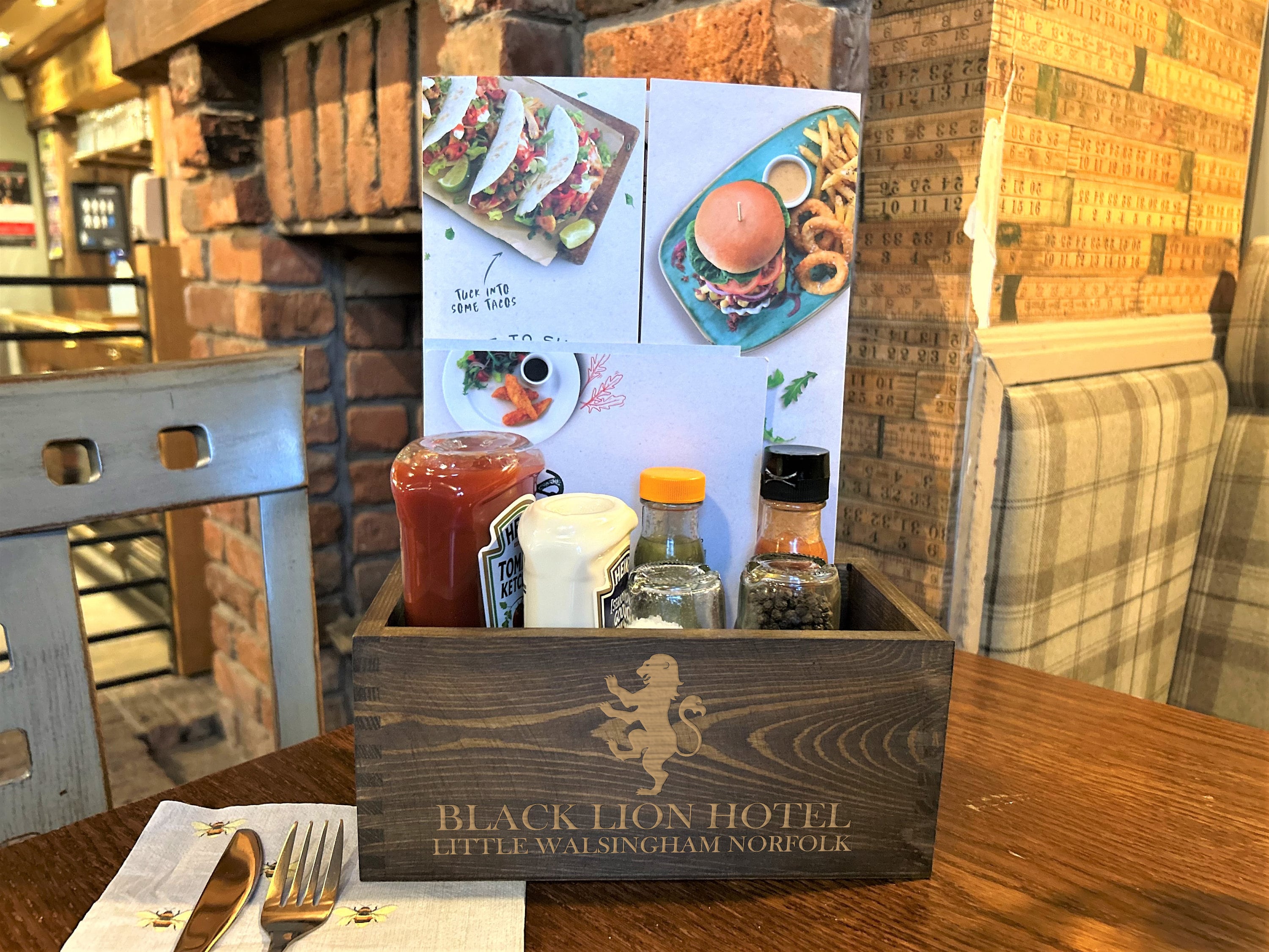 Branded Oak Condiment Caddy: Restaurant Table Decor, Hospitality ...