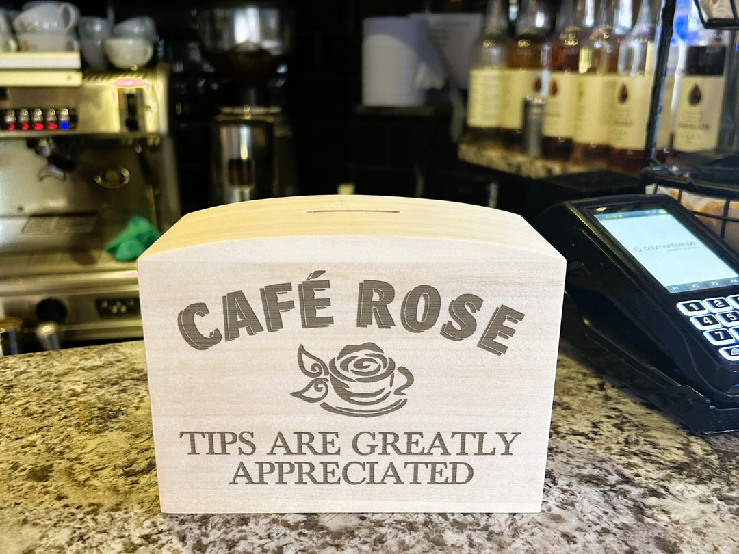 Logo Branded Tip Jar Wooden Money Box for Café Bar Reception Business ...
