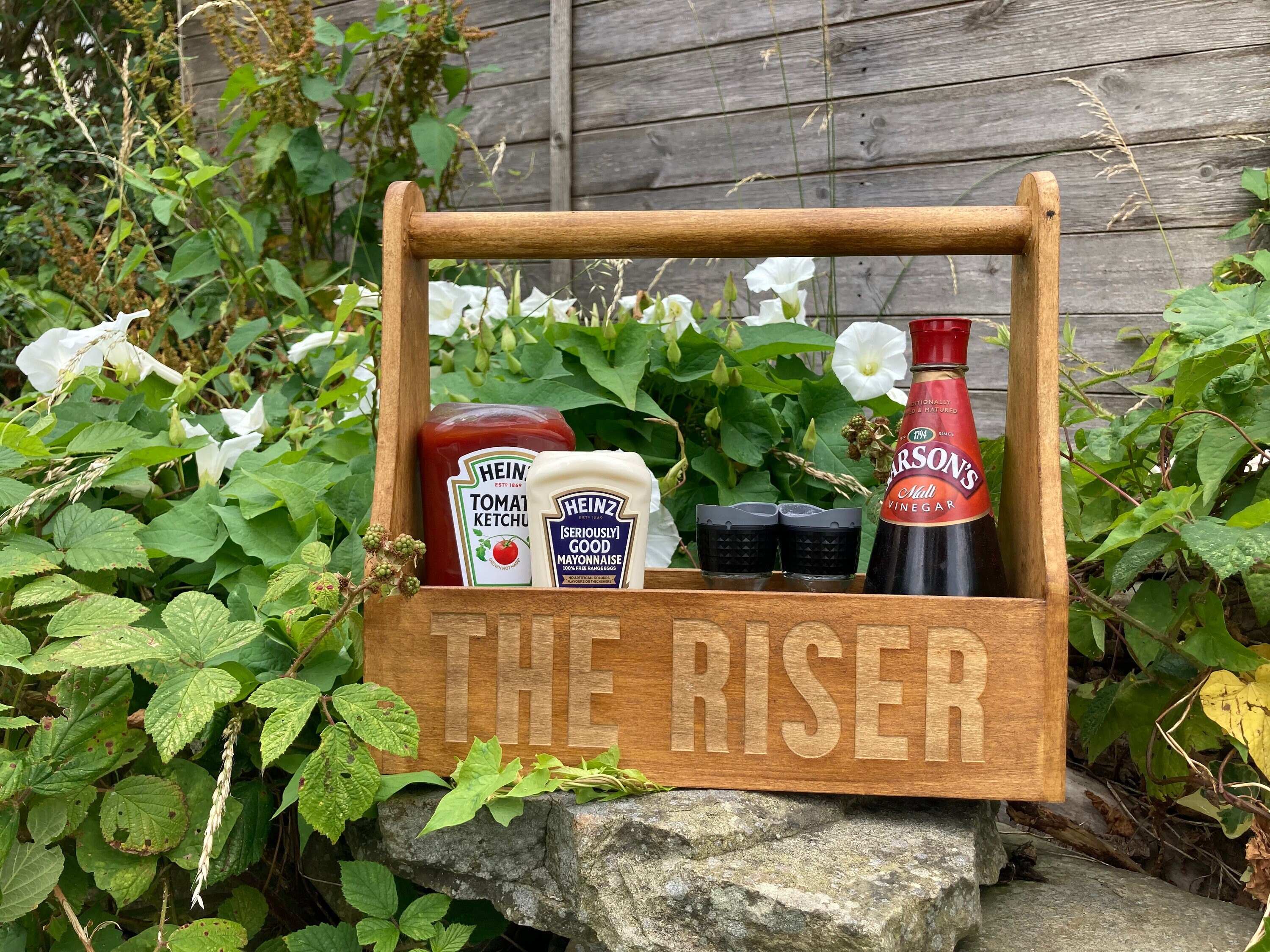 Condiment Caddy Trug Table Branded Natural Oak Stain Dark - Etsy UK